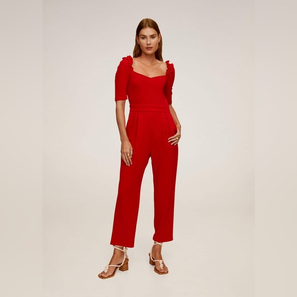 Mango | Pants & Jumpsuits | Mng Mango Red Flowy Long Jumpsuit | Poshmark